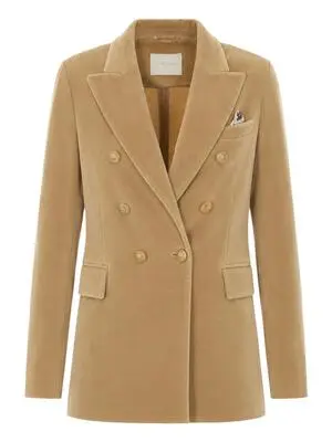 CIRCOLO 1901 Double-breasted Velvet Blazer - Brown