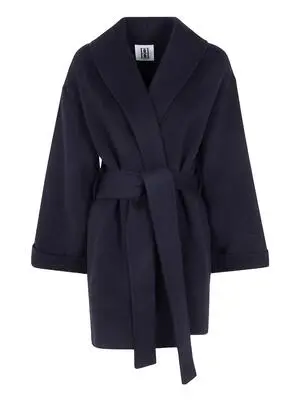 BY MALENE BIRGER Shawl Collar Belted Wrap Coat - Black