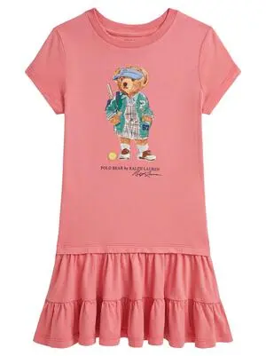 Polo Ralph Lauren Short Sleeve T-shirt Dress With Ruffled Hem - Pink