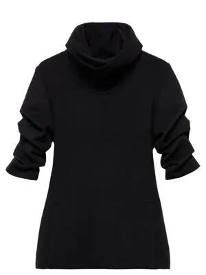 7 For All Mankind Wool Blend Pleated Turtleneck Dress - Black