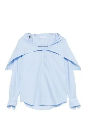 7 For All Mankind High-necked Long-sleeved Poplin Shirt - Light Blue