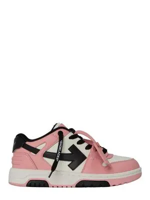 Off-White And White Leather Sneakers - Pink