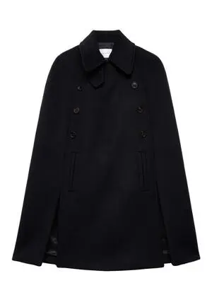 7 For All Mankind Double-breasted Wool Shawl Coat - Black