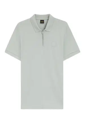 Hugo Boss Shortsleeve Zipup Polo - Silver