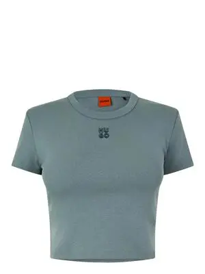 Hugo Boss Cotton Cropped T-shirt With Embroidered Logo - Green