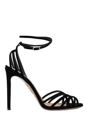 AQUAZZURA 105mm Wild Dream Velvet Cage Sandals - Black