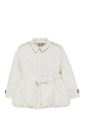 Burberry Belted Bubble-hem Coat - Ice