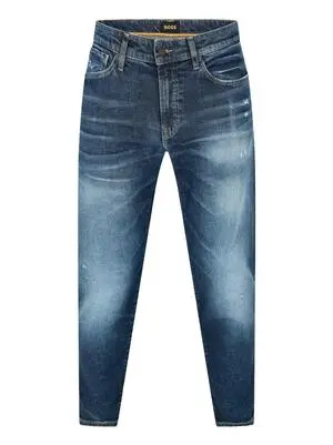 Hugo Boss Washed Tapered Jeans - Blue