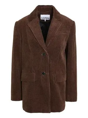 GANNI Single-breasted Corduroy Blazer - Red