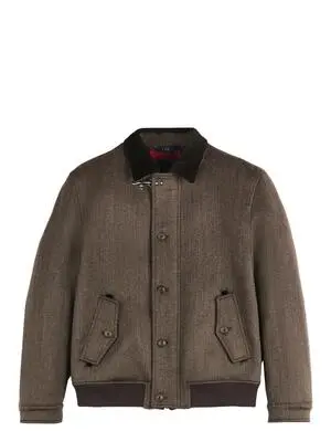 FAY Corduroy-collar Lobster-clasp Bomber Jacket - Brown