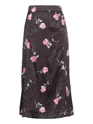 GANNI Floral Print Flared Midi Skirt - Black