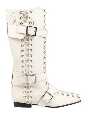 GANNI Ganni Lace-Up Square-Toe Boots White