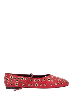 TORY BURCH Tory Burch Leather Mary Jane Flats With Perforations And Embellished Buckle