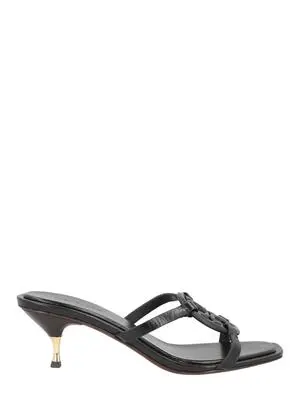Tory Burch Leather High Heel Sandals - Black