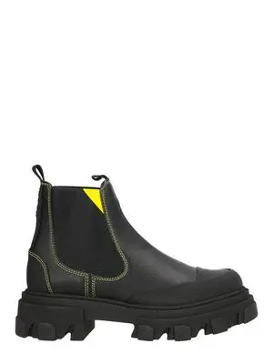 GANNI Round-toe Platform Leather Boots - Black