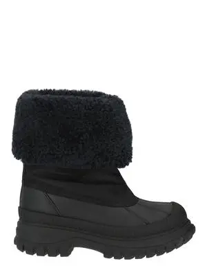GANNI Fleece Platform Ankle Boots - Black