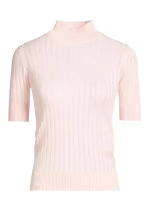 Max Mara Mock Neck Knit Top With Ribbed Texture - Pink