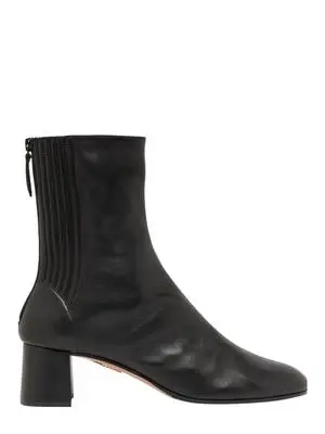 AQUAZZURA Round Toe Zip Up Ankle Boots - Black