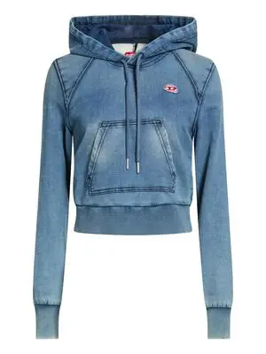 DIESEL® Diesel Mid-Wash Denim Embroidered Hoodie