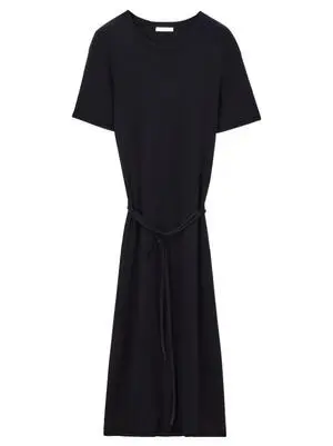 LEMAIRE Lemaire Short Sleeve Round Neck Midi Dress With Belt
