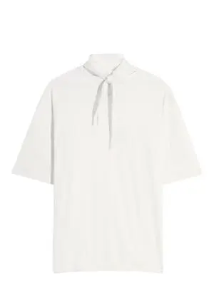LEMAIRE Lemaire Short-Sleeve T-Shirt With Tie Neck Detail White
