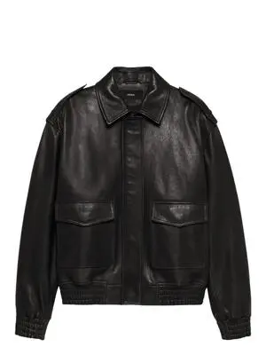 ARMA Leather Bomber Jacket - Black