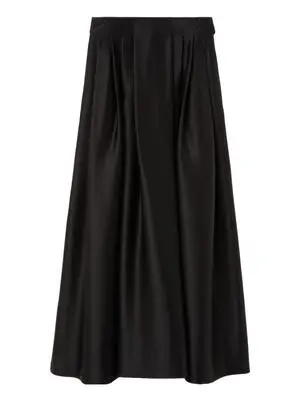Loro Piana Pleated Midi Skirt With Tie Detail - Black