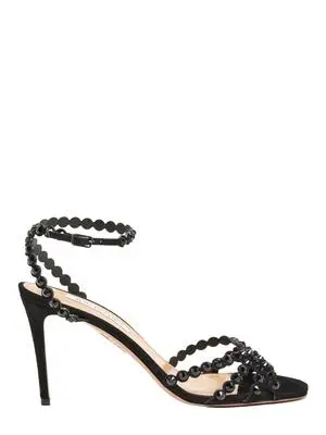 AQUAZZURA Open-toe High-heeled Sandals With Beaded Detailing - Black