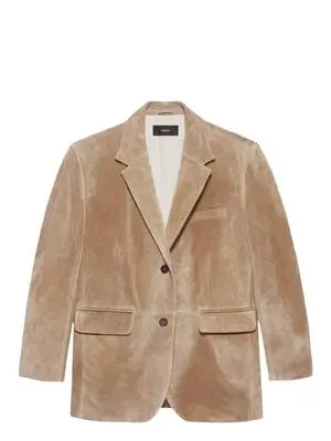 ARMA Benny Textured Suede Blazer - Nude