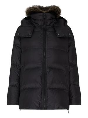 YVES SALOMON A-line Puffer Jacket With Fox Fur Collar - Black