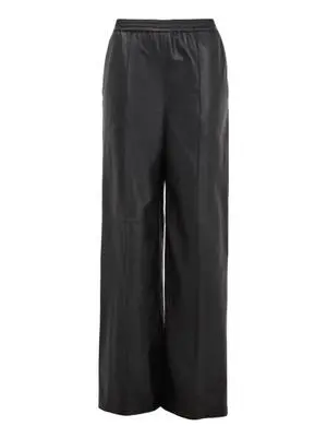 YVES SALOMON Elastic Waist Straight Leg Trousers - Black