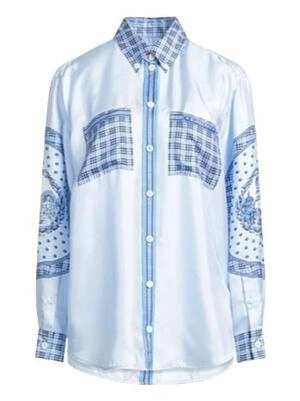 Burberry Two-tone Satin Shirt - Blue