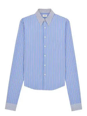 Saint Laurent Winchester Shirt In Striped Cotton Poplin - Blue