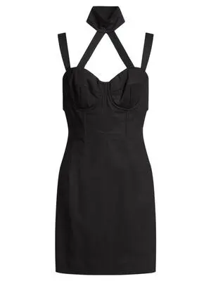Dolce & Gabbana Sleeveless Deep Plunge Sheath Dress - Black