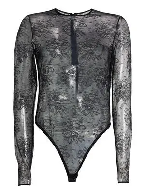 Dolce & Gabbana Dolce & Gabbana Black Lace Long Sleeve Crewneck Top Black