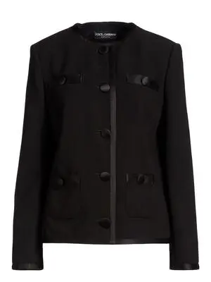 Dolce & Gabbana Crepe Jacket With Satin Trims - Black