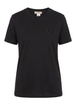 TWINSET Heart Appliqué Short Sleeve T-shirt - Black