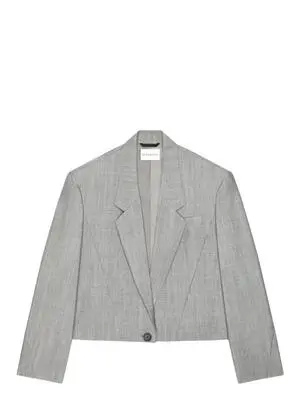 Givenchy Single-breasted Cropped Jacket In Wool And Mohair - Gray