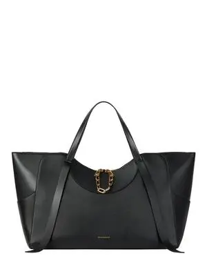 Givenchy Givenchy Grained Leather Large Tote Bag With Metal Chain Black