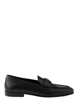 Prada Leather Loafers With Enamel Triangle Logo - Black