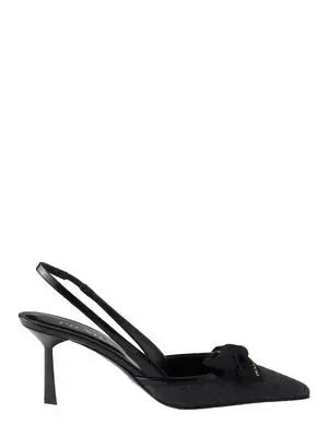 Prada Slingback Pumps With Bow Detailing - Bituminous Ash Free