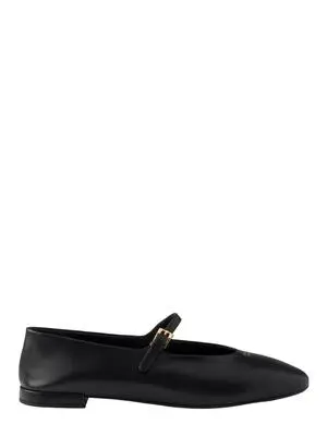 Prada Leather Ballerinas With Buckle Detail - Black