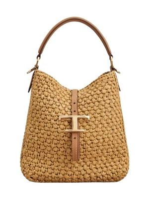 TOD'S Logo-appliqué Woven Tote Bag - Brown