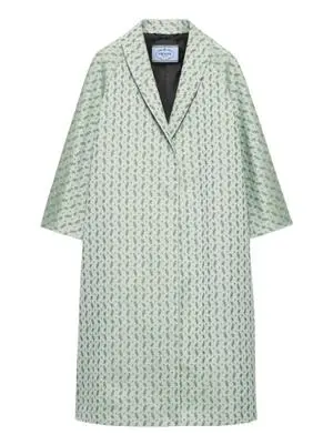 Prada Single-breasted Floral Jacquard Duchesse Coat - Chlorophyll