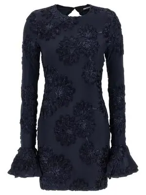 ROTATE BY BIRGER CHRISTENSEN ROTATE Long Sleeve Dress With 3D Floral Pattern