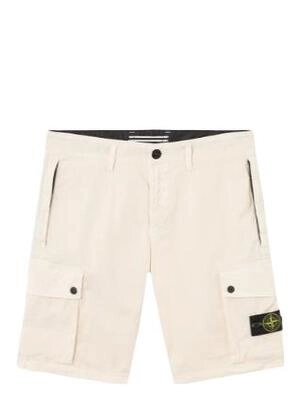 Stone Island Slim-fit Cargo Bermuda Shorts With Zip Pockets - Ivory