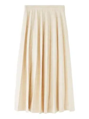 Loro Piana Pleated Midi Skirt - Nude