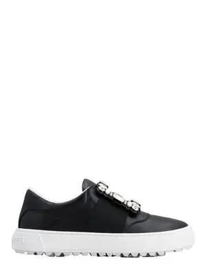 ROGER VIVIER Very Vivier Strass Buckle Leather Sneakers - Black