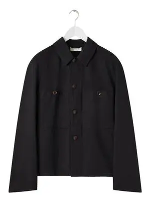 LEMAIRE Long-sleeved Buttoned Overshirt - Black