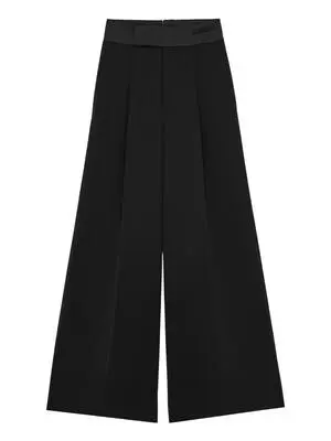 Saint Laurent Wide-leg Tuxedo Pants In Grain De Poudre - Black